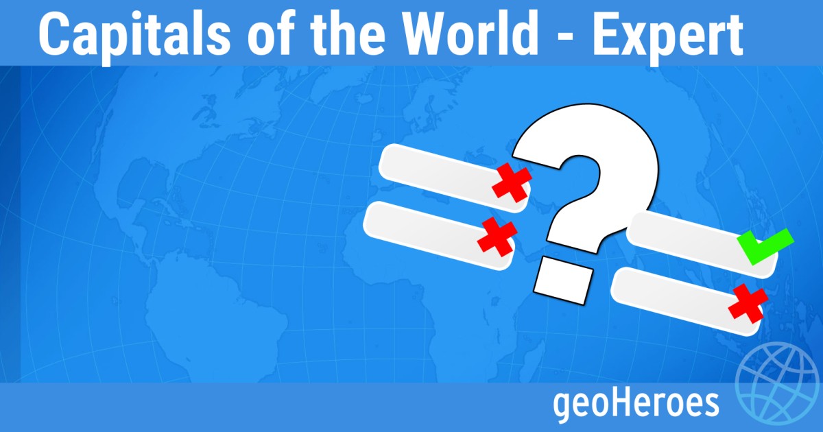 Capitals of the World - Expert. Online free geography games