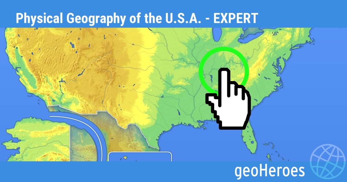 Physical Geography of the U.S.A. - Expert. Online free geography games