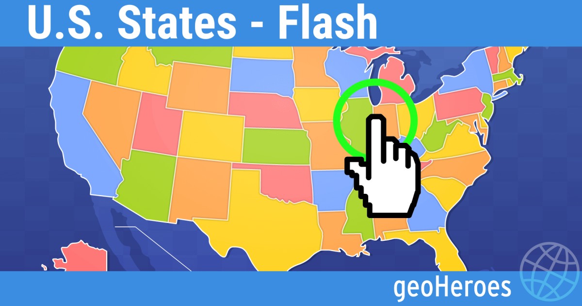 U.S. States - Flash. Online free geography games