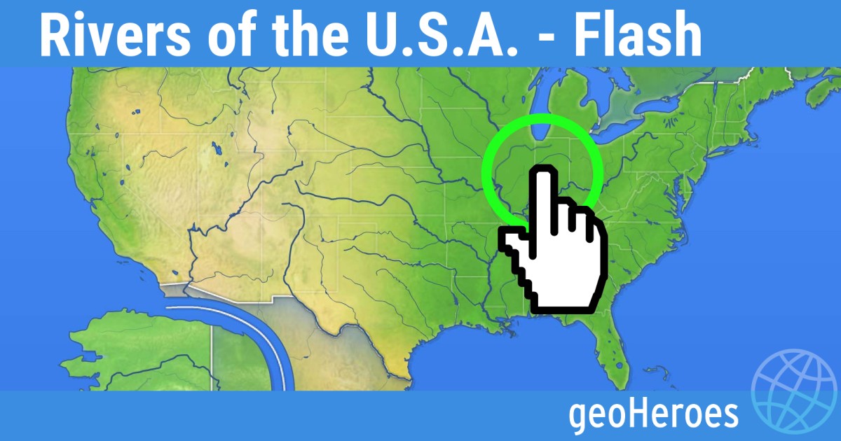 Rivers of the U.S.A. - Flash. Online free geography games