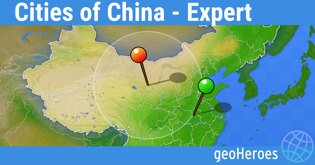 Cities of China - Expert. Online free geography games