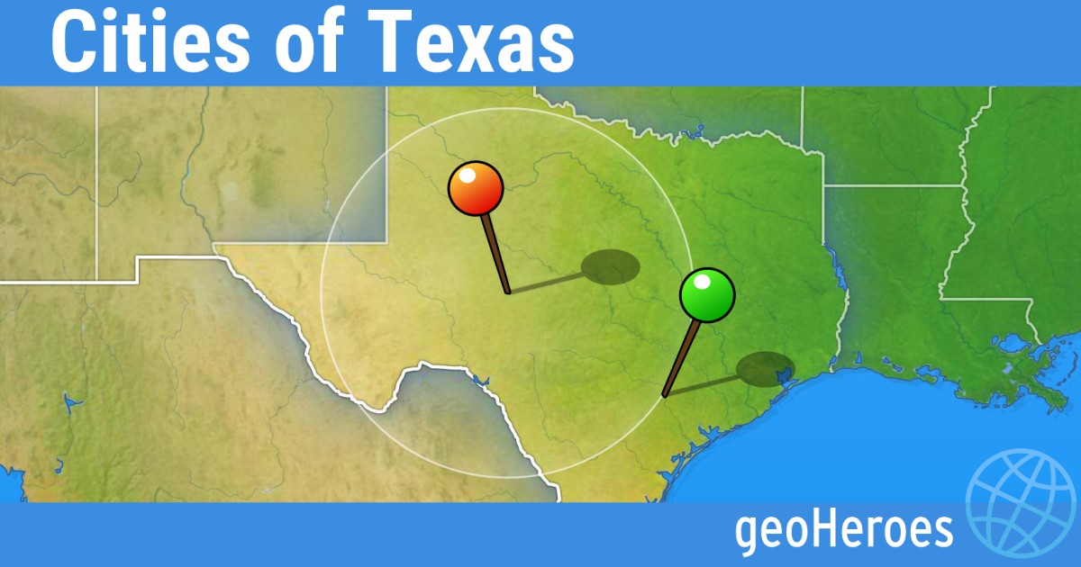 Cities of Texas. Online free geography games